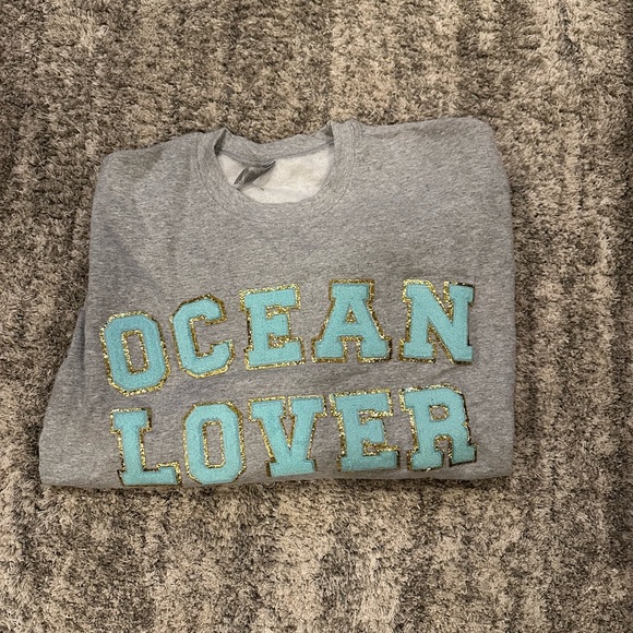 distressed vintage courture | Tops | Ocean Lover Varsity Letter Crew ...